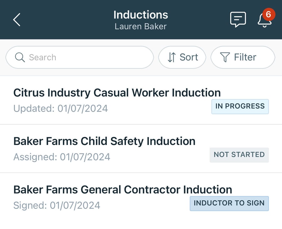 Checking Induction Statuses (App)