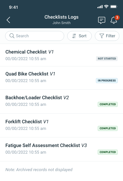 Viewing Checklist Logs (App)