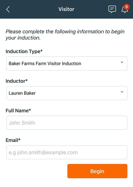 Inducting Visitors (App)