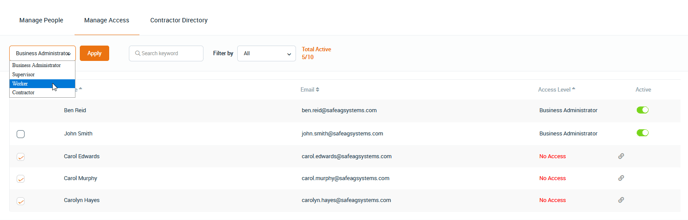Setting a User's Access Level