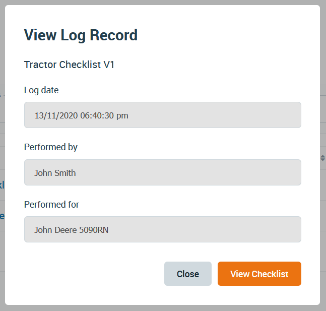 Viewing Checklist Logs