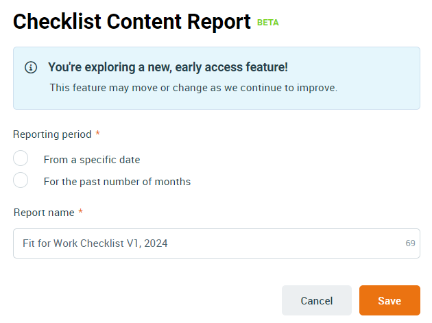 Checklist Content Report