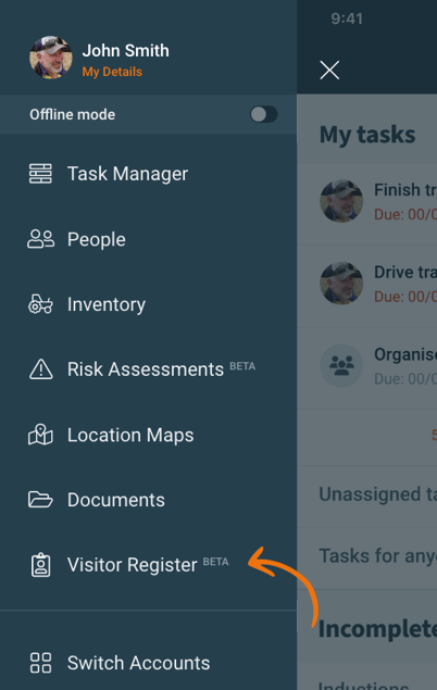 Signing in Visitors (App)