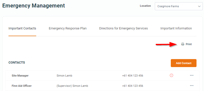 Print Emergency Poster