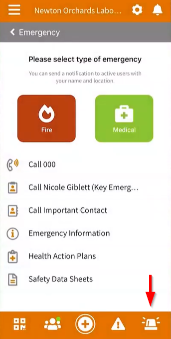 Accessing Emergency Information on Mobile App