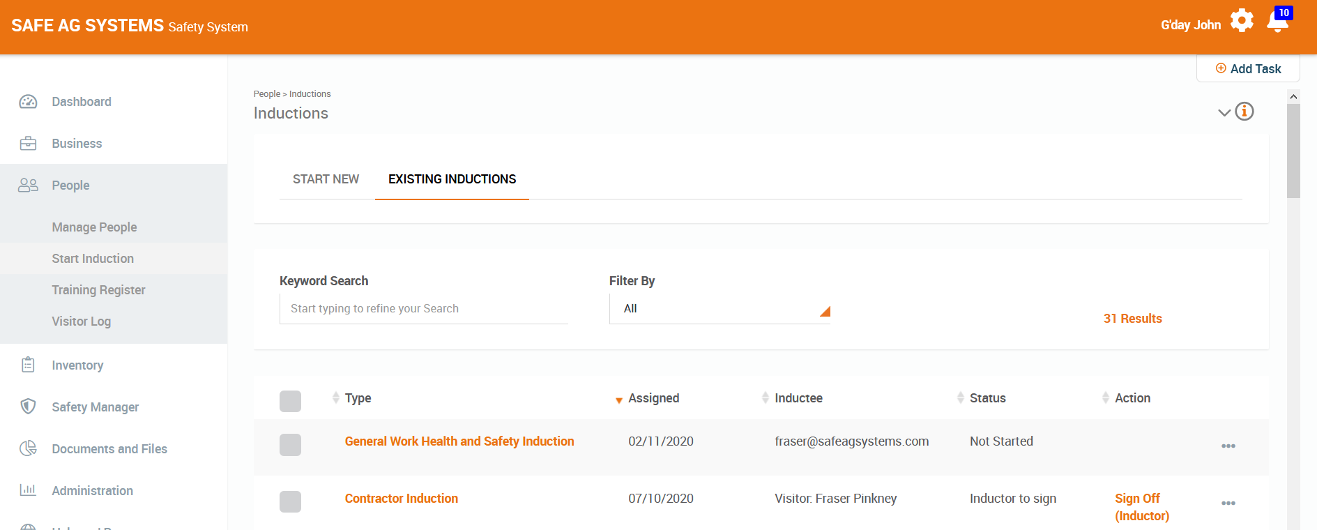 How to check the status of an Induction