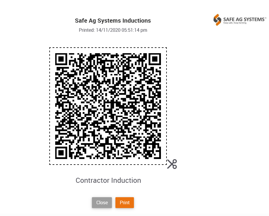 Printing QR codes for Inductions