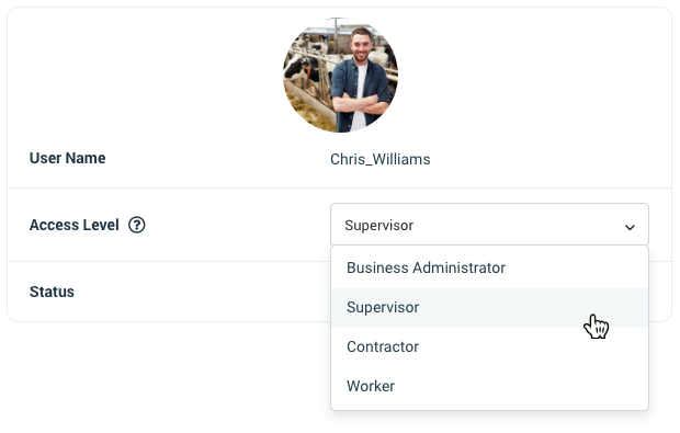 Setting a User's Access Level